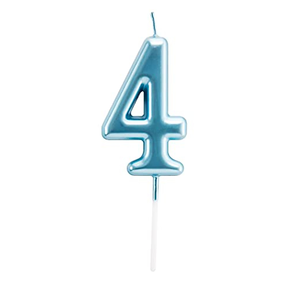 Birthday Candle Blue Happy Birthday Number Candles for 4th Cake Topper Decoration for Party Kids Adults Numeral 4