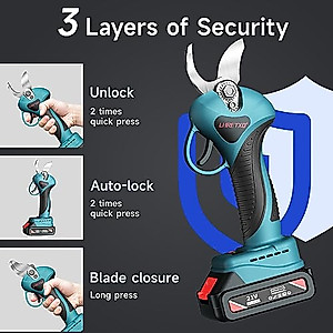 LHRETXQ Electric Pruning Shears Cordless- Cordless Pruner 40mm (1.6inch) Cutting Diameter Clipper - Power Tree Branch Pruner with 21V 2000 mAh Lithium Battery & Replacement Blade Set Garden Tool