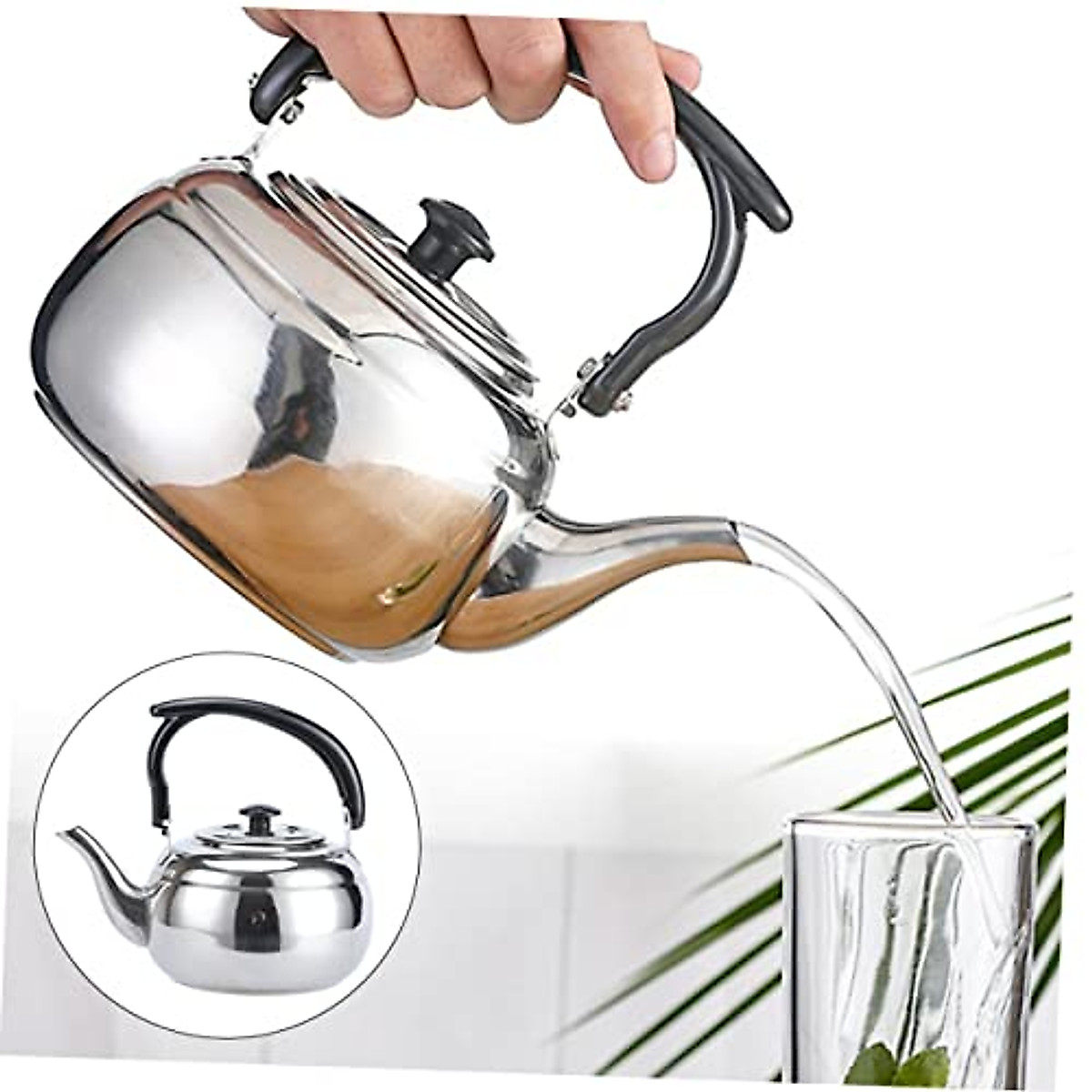 FELTECHELECTR Stainless Steel Teapot Espresso Machine Water Boiling Container Espresso Pitcher Coffee Kettle Travel Kettle Household Water Pot Stovetop Water Tea Kettle Camping Tea Kettle Silver
