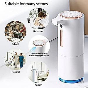 Automatic 10oz/300ml Rechargeable Touchless Sensor Foaming Pump Hands Free 3 Level Adjustable Hand Soap Dispenser for Bathroom Kitchen