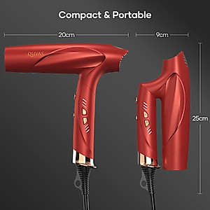 Hair Dryer, 110000 RPM Professional Positive and Negative Ionic Blow Dryer Brushless Motor for Fast Drying Low Noise, 3 Speed/4 Temperature with Magnetic Nozzle for Home, Travel, Salon