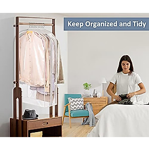 SLEEPING LAMB 10" Gusseted Clear Garment Bags for Hanging Clothes Suit Bags for Closet Storage Clothing Cover for Coats, Jackets (3 Packs)