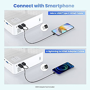 Groview Projector, 1080P Bluetooth Mini Projector with 100” Projector Screen, 9500 LUX Portable Outdoor Movie Projector for Phone, Compatible with VGA/HDMI/USB/SD/Laptop/Fire Stick/PS5