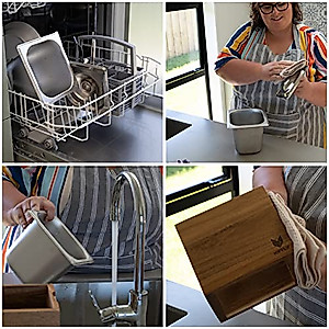 KIITLY | Countertop Compost Bin for Kitchen - Indoor Composter with Lid | Smell Proof, Odorless, and Stainless Steel Food Scrap Container with Wood Box (Bamboo, Small)