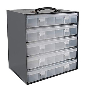 Durham 291-95 Gray Cold Rolled Steel Rack for 5 Large Plastic Compartment Boxes, 13-1/2" Width x 13-1/4" Height x 9-1/8" Depth