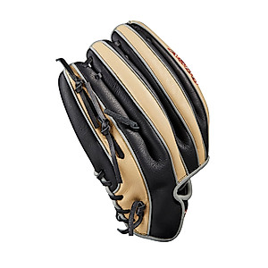 WILSON A500 11.5” Utility Youth Baseball Glove - Right Hand Throw,Black/Blonde/Red