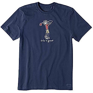 Life is Good Men's Crusher T, Short Sleeve Cotton Graphic Tee Shirt, Golf Jake, Darkest Blue, 3X-Large