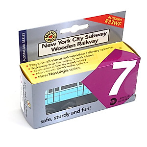 MUNI PALS Munipals New York City Subway Wooden Railway (Nostalgia Series) Bluebird 7 Train/World’s Fair Express–Child Safe and Tested Wood Toy Train