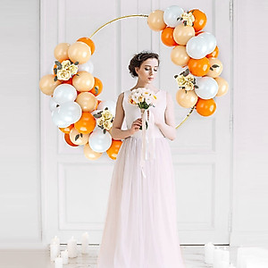 Balloons Orange and White, 50PCS Orange Apricot White Latex Balloon, Orange White Party Balloons Birthday Balloons Decoration for Girls Boys Birthday Party Baby Shower Bridal Shower Engagement
