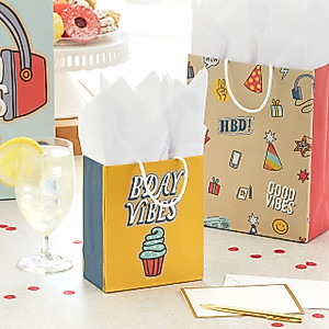 Hallmark Gift Bag Assortment (8 Bags: 3 Small 6", 3 Medium 9", 2 Large 13") Kids Birthday, Good Vibes, Retro Icons