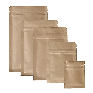 QQ Studio QuickQlick™ Kraft Mylar Heat Sealable Bags (100 Bags) (Brown Ziplock, 5.1" x 8.3" (13 cm x 21 cm))