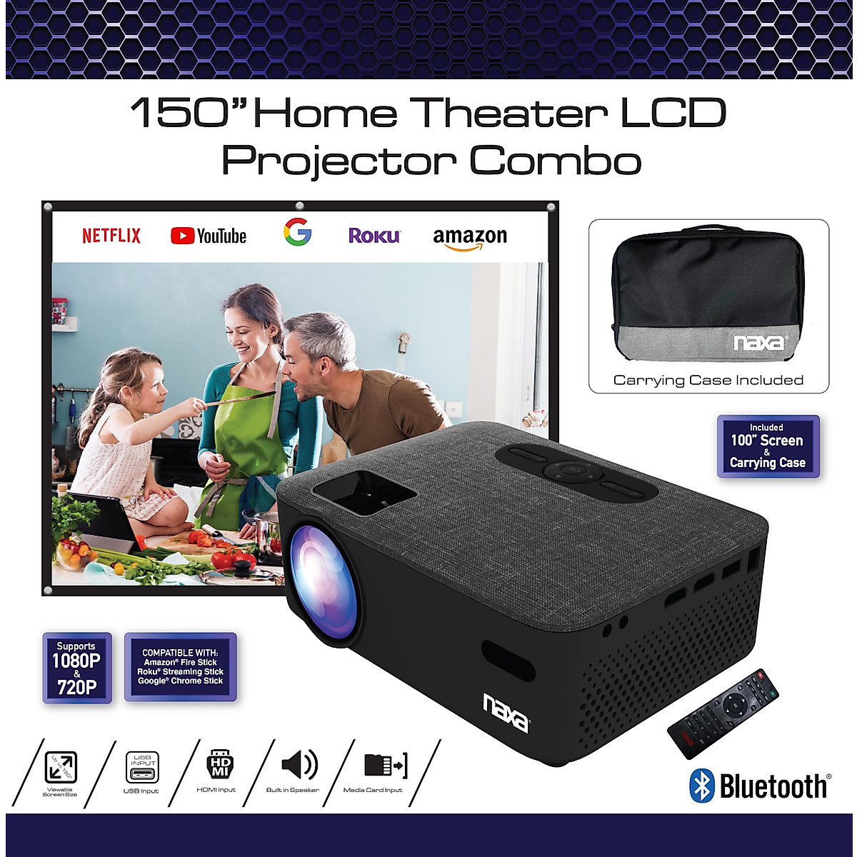 Naxa NVP-2001C LCD Projector - 16:9 - Black