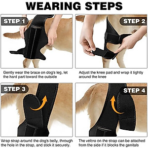 JUANWAN Dog Knee Brace Leg Braces - Dog Canine Knee Stifle Brace Wrap Dog Knee Brace for Torn ACL Hind Leg Joint Pain Muscle Sore Pet Brace Reduces Pain and Inflammation (M)