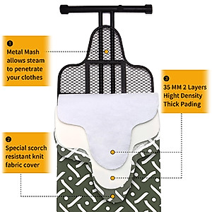 SLIETON Extra Large Ironing Board with Large Hang Rail and Iron Rest in 63" L x 20" W (with Iron Rest)