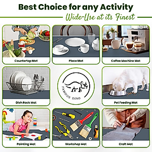 Premium Silicone Mat 25" x 17" Multipurpose Cooking Mat Thick Heat Resistant, Kitchen Counter Mat Waterproof - Coffee Machine, Countertop Protector Air Fryer, Baking mat (Grey)