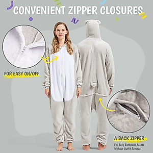 SISKIN Animal Onesie Adult - Koala Halloween Costumes for Women Men Couples Halloween Pajamas Cosplay Animal Onesies XL