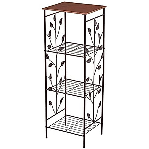 Collections Etc Climbing Leaf Design 4-Tier Metal Accent Shelf