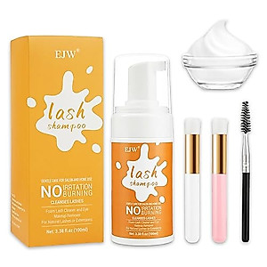 𝗪𝗜𝗡𝗡𝗘𝗥 𝟮𝟬𝟮𝟯* 100ml Lash Shampoo Eyelash Extension Cleanser Kit - Oil-Free Foam, Complete Lash Care Set with Bowl, Brushes, Comb - Cluster Lash Wash & Dustcare Included