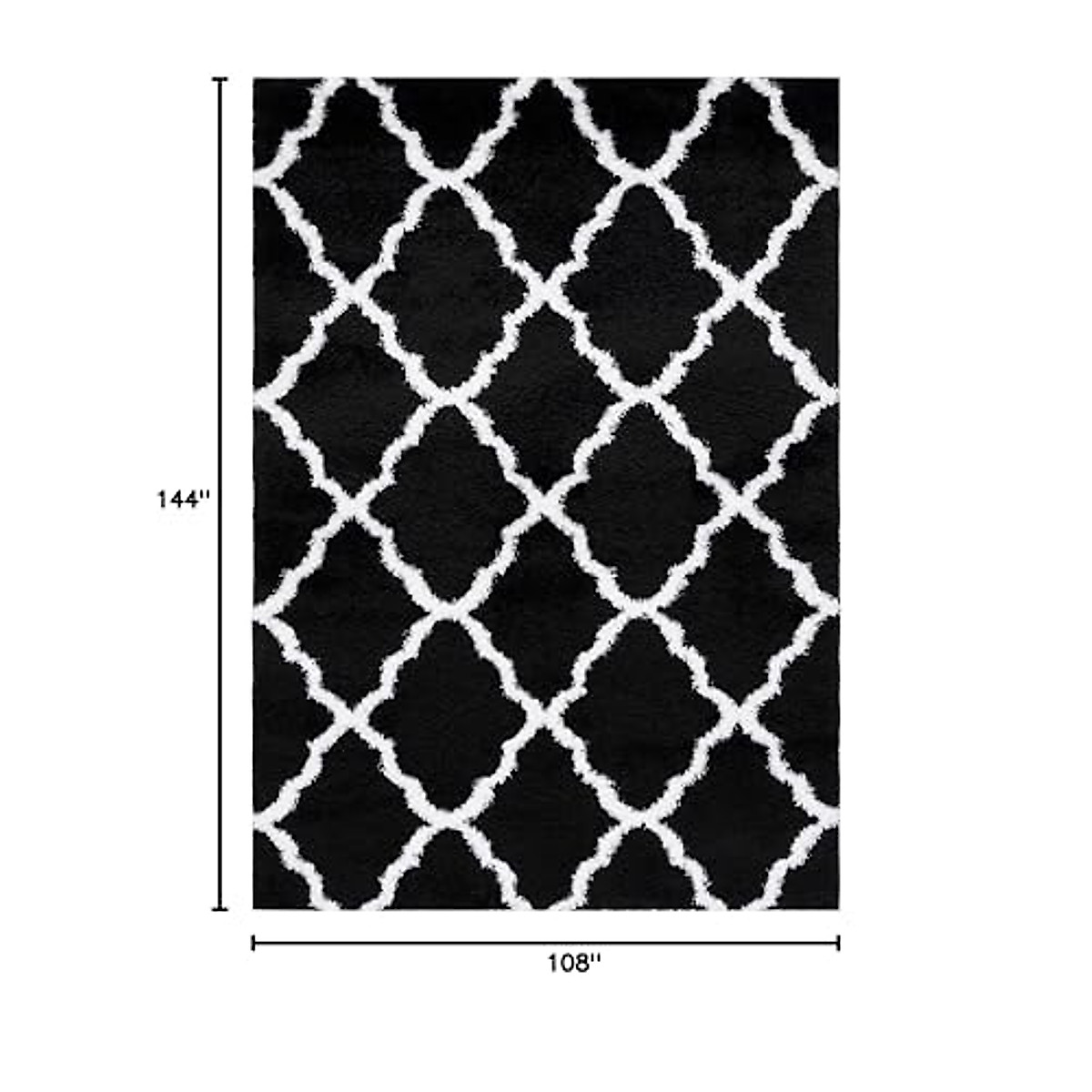 SAFAVIEH Tahoe Shag Collection Area Rug - 9' x 12', Black & White, Trellis Design, Non-Shedding & Easy Care, 1.2-inch Thick Ideal for High Traffic Areas in Living Room, Bedroom (THO675Z)