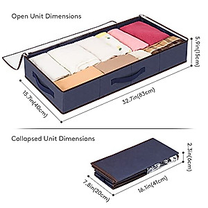 Lifewit 2 Pack Under Bed Clothes Organizer, Bundle with 3 Pack 90L Clothes Storage Bags, Blue