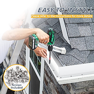 Flamorrow 6 Pack Aluminum Gutter Valley Splash Guards, Rainwater Roofing Gutter Guard, Straight Gutter Splash Guard for Flat Shingle Roofs, Valley, Corner, White