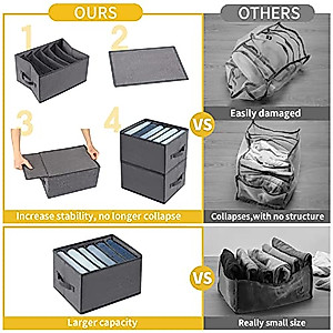 Yoillione Upgrade Large Jeans Organizer for Closet, Wardrobe Clothes Organizer for Folded Clothes, Closet Organizers and Storage Drawer Organizers for Clothing, Pants, Bra, Sweaters, T-shirt, 4 Pack