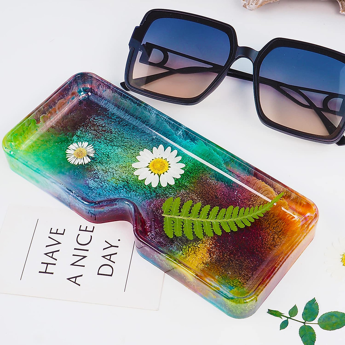 Pulcher Resin Molds, 2PCS Tray Silicone Molds Glass Sunglasses Jewelry Trinket Holder Small Trays Epoxy Mold for Resin Casting Craft DIY Gifts