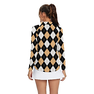 Womens Long Sleeve Golf Shirts Half Zip Tennis Shirts Moisture Wicking Golf Tops