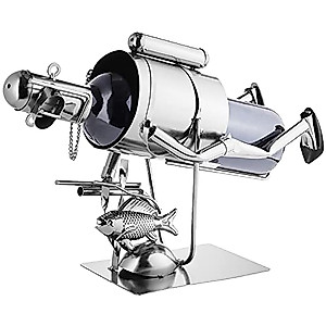 BRUBAKER Wine Bottle Holder Spearfishing, Scuba Diver with Speargun - Metal Sculpture - Wine Rack Decor - Tabletop - with Greeting Card