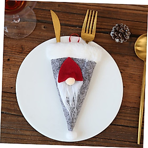 Cabilock 6Pcs Christmas Table Cutlery Set Santa Tableware Holder Christmas Fork Holder Festival Cutlery Cover dinnerware Cover Tableware Cloth Holder Tableware Storage Bag Elder Nordic Baby