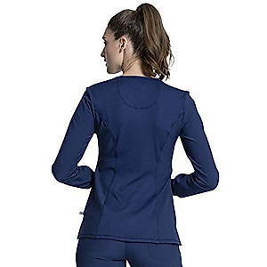 Infinity Long Sleeve Scrubs for Women, 4-Way Stretch Performance Fabric CK781A, L, Navy