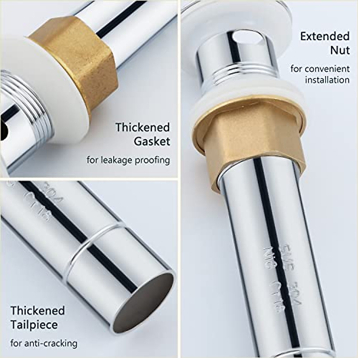 Herogo Bathroom Sink Drain with Overflow, Stainless Steel Chrome Pop Up Drain Stopper with Detachable Built-In Anti-Clogging Strainer for Lavatory Vessel Vanity Sink Drain, Fits Standard Drain Hole