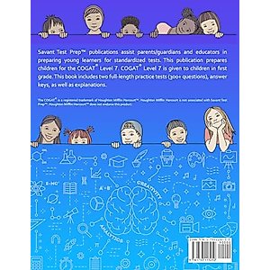 COGAT Grade 1 Test Prep: Gifted and Talented Test Preparation Book - Two Practice Tests for Children in First Grade (Level 7)