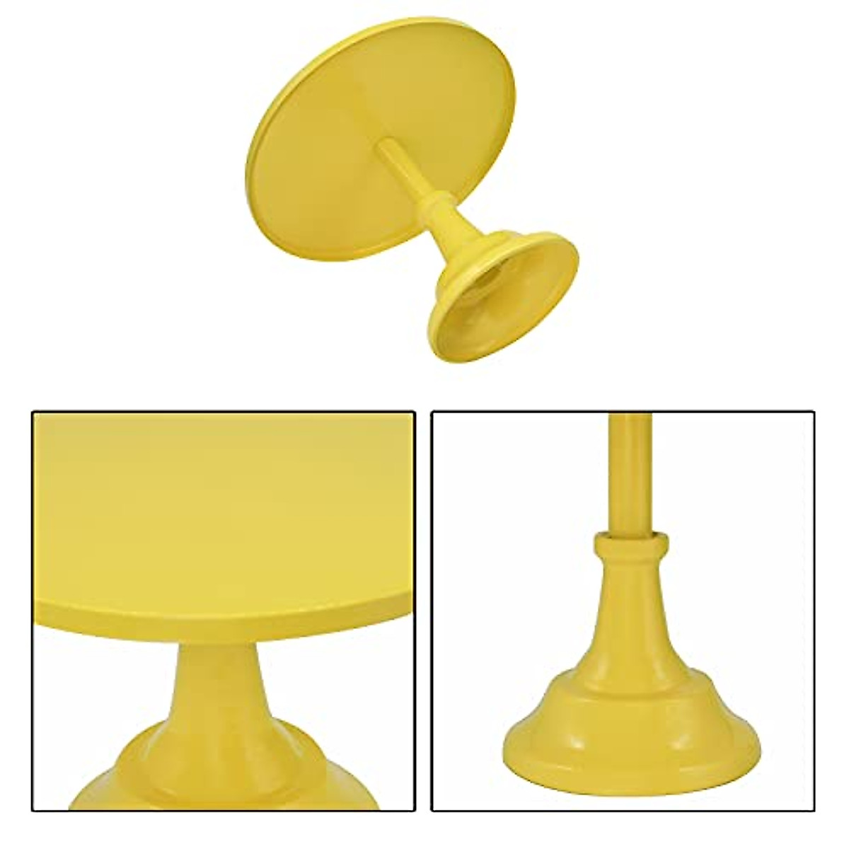 3-Set Cake Stand Set, Metal Cupcake Dessert Holder Party Serving Tray for Baby Shower Wedding Birthday Parties Celebration,Yellow