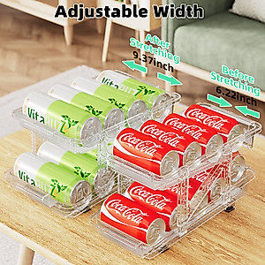 Skycarper Automatic Glide Adjustable Drink Organizer, Clear Soda Can Dispenser Organizer for Pantry Refrigerator, Set of 2