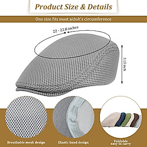 12 Pieces Mesh Newsboy Hat for Men Flat Cap Breathable Summer Beret Cap Cabbie for Golf Baseball Driving