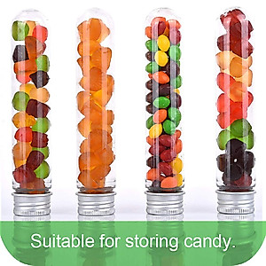 Test Tubes, YGDZ 25pcs Clear Plastic Test Tubes with Caps, 25x140mm(40ml), Large Tubes for Birthday Goodie Bags, Bath Salt, Halloween Party Decoration, Candy Storage Containers