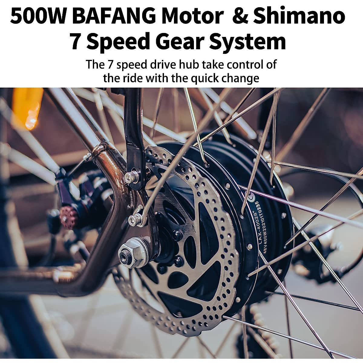 Electric City Bike 7 Speed E-Bike, 48V Larger Battery 500W BAFANG Motor Electric Bicycle for Adults Brown