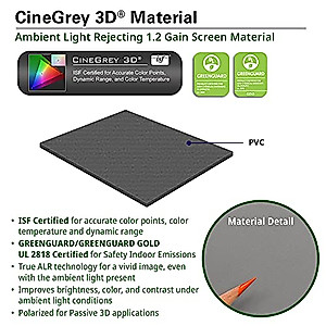 Elite Screens Sable Frame CineGrey 3D, 150-inch Diagonal 16:9, 8K 4K Ultra HD Ready Ceiling and Ambient Light Rejecting Fixed Frame Projector Screen, CineGrey 3D Projection Material, ER150DHD3