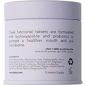 Boka Travel Size Mouthwash Tablets - Hydroxyapatite, Fluoride/Alcohol Free & Eco-Friendly - Chewable Tablet to Freshen & Kill Bad Breath Quickly, Remineralize Teeth Cleansing - 90 Pack