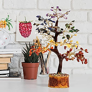 Handcrafted Healing Crystal Bonsai Tree - Feng Shui Chakra Tree with 200 Wooden Beads for Positive Energy and Balance - Perfect Home/Desk Decor and Reiki Good Luck Crystal Gifts by Karma Pledge