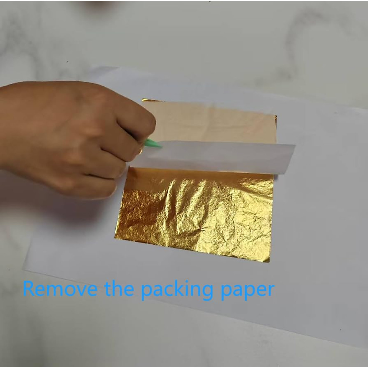 100pcs Imitation Gold Leaf for Arts, Gilding Crafting, Painting, Furniture Decoration, Imitation Gold Foil Sheets 5.5" x 5.5" (Gold-100pcs)