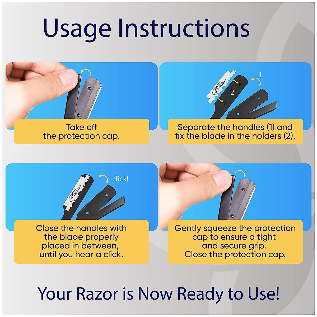 Equinox Straight Edge Razor - Includes 100 Single Derby Blades -Manual Shaver for Men - Stainless Steel with Wooden Handle - Barber Kit - Hair Blade Razor - Perfect for Hairline