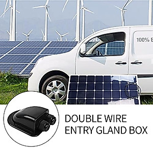 YACSEJAO Solar Double Cable Entry Gland IP68 Waterproof ABS Dual Cable Entry Housing Cable Entry Plate for Solar Panels of RV, Caravan Boat, (Black)