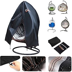 Enzeno Patio Egg Chair Cover with Waterproof Zipper （75x45inch）, Outdoor Furniture Hanging Swing Egg Chair Cover Waterproof Anti-dust with 210D Oxford Fabric, Fits Most Single Swing Egg Chair