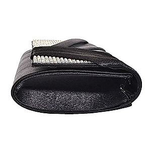 U-Story Womens Satin Pleated Evening Clutch Rhinestone Wedding Prom Purse Handbag (Black)
