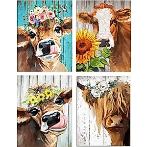 GemZono 4 Pack Diamond Painting Kits for Adults DIY 5D Diamond Art Paint with Round Diamonds Full Drill Cow Gem Art Painting Kit for Home Wall Decor Gifts(12x16inch/30×40cm)