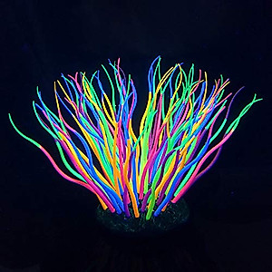 Danmu 1Pc of Glowing Effect Artificial Coral, Aquarium Coral Decor, Coral Ornaments, Plant Ornaments for Fish Tank Aquarium Decoration 2 7/10" x 2 7/10" x 5 1/10"