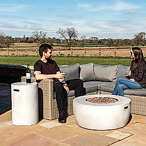 Peaktop Round Gas Canister Storage Table for Outdoor Patio Garden Bakyard Decking, Suitable for 13kg Gas Bottle, 62 Inch Height, Gray