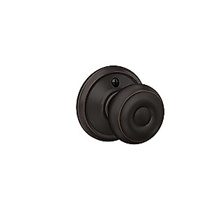 Schlage F10 V GEO 716 Georgian Door Knob, Hall & Closet Passage Lock, Aged Bronze